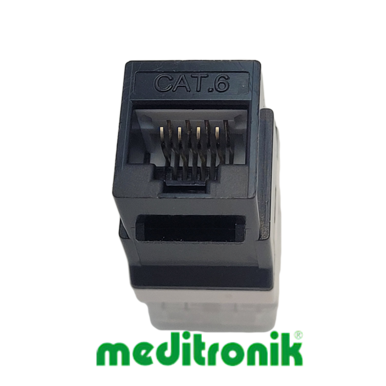 Moduł keystone gniazdo RJ45 UTP kat.6 czarne montaż poziomy tylny