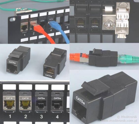 Adapter keystone przejściówka RJ45-RJ45 kat.5e UTP czarny